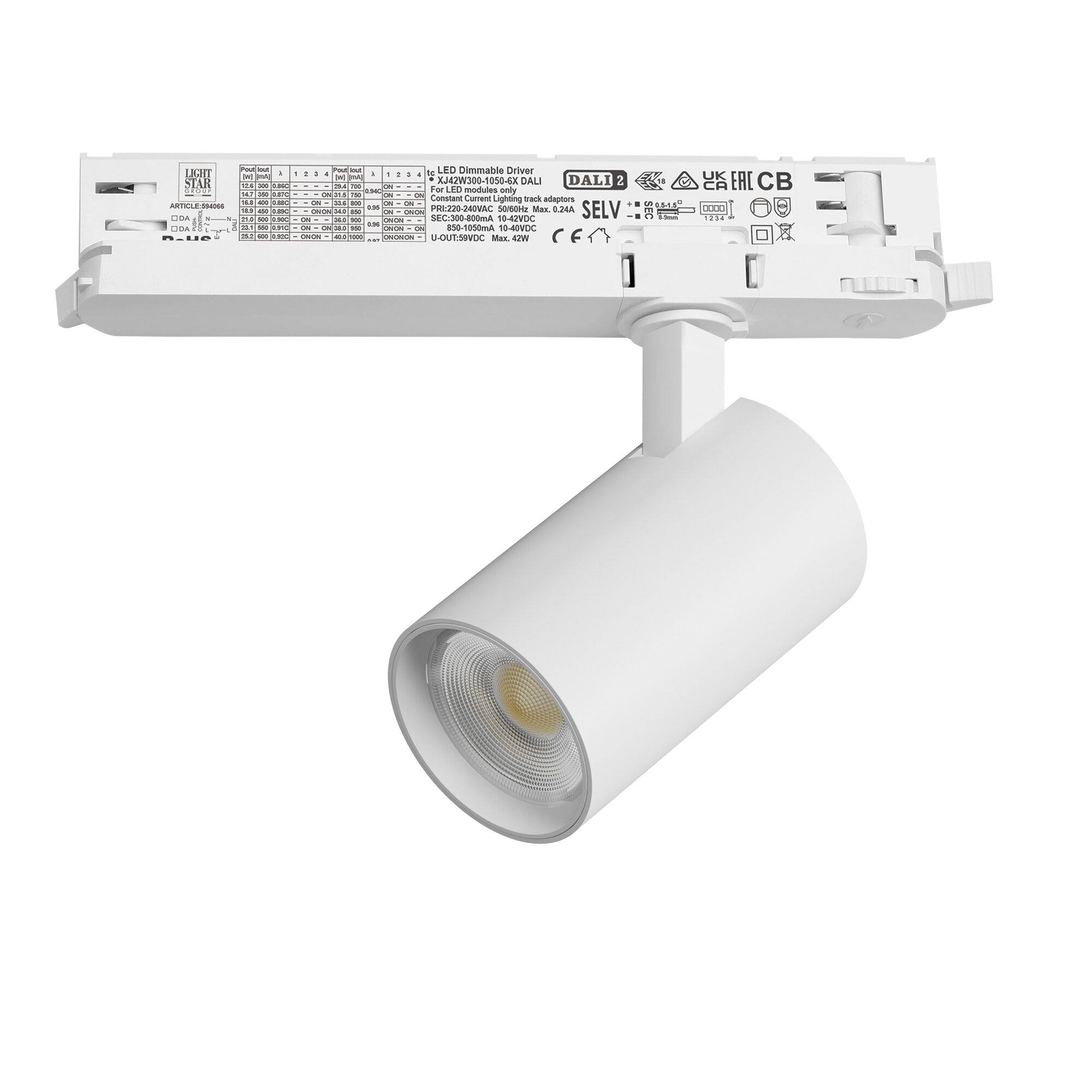 Светильник для трековой системы Quattro LED 15W с управлением DALI Alta Base Lightstar A5136DALI