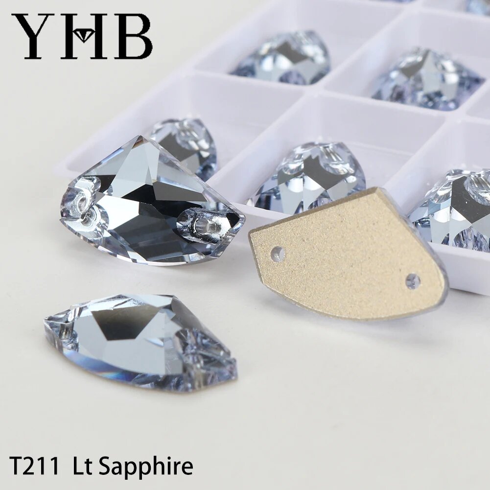 Стразы YHB T211 Lt Sapphire, серебряные, 24шт, 12x19мм