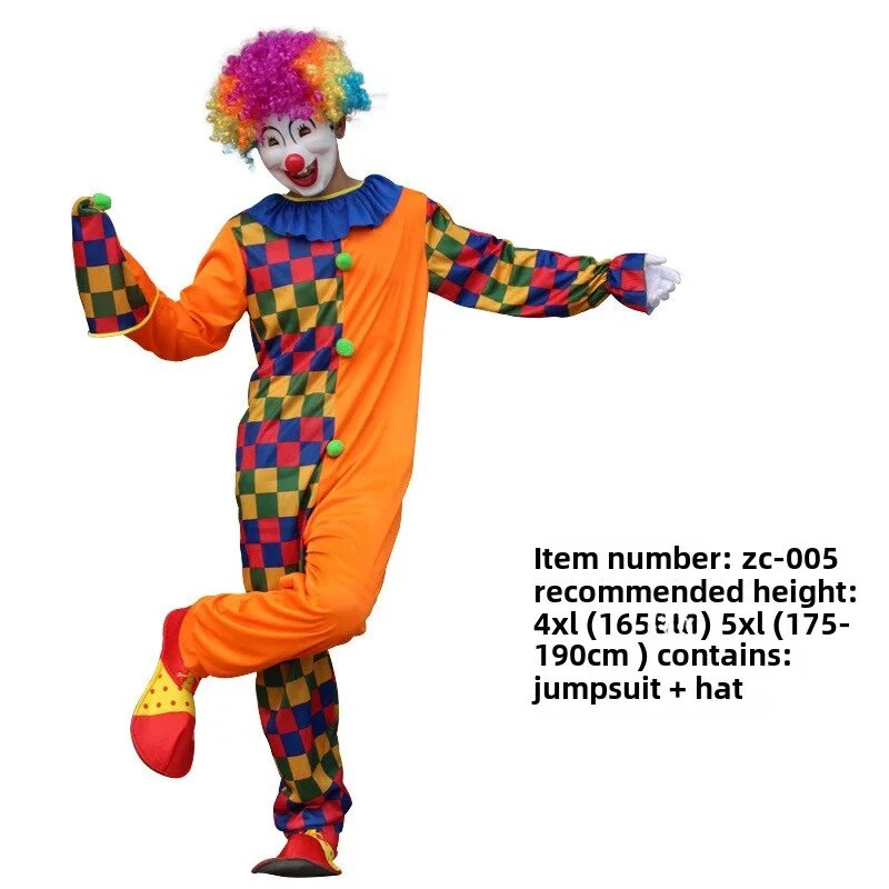 Костюмы клоуна Радужного клоуна для взрослых 5XL, ZC-005