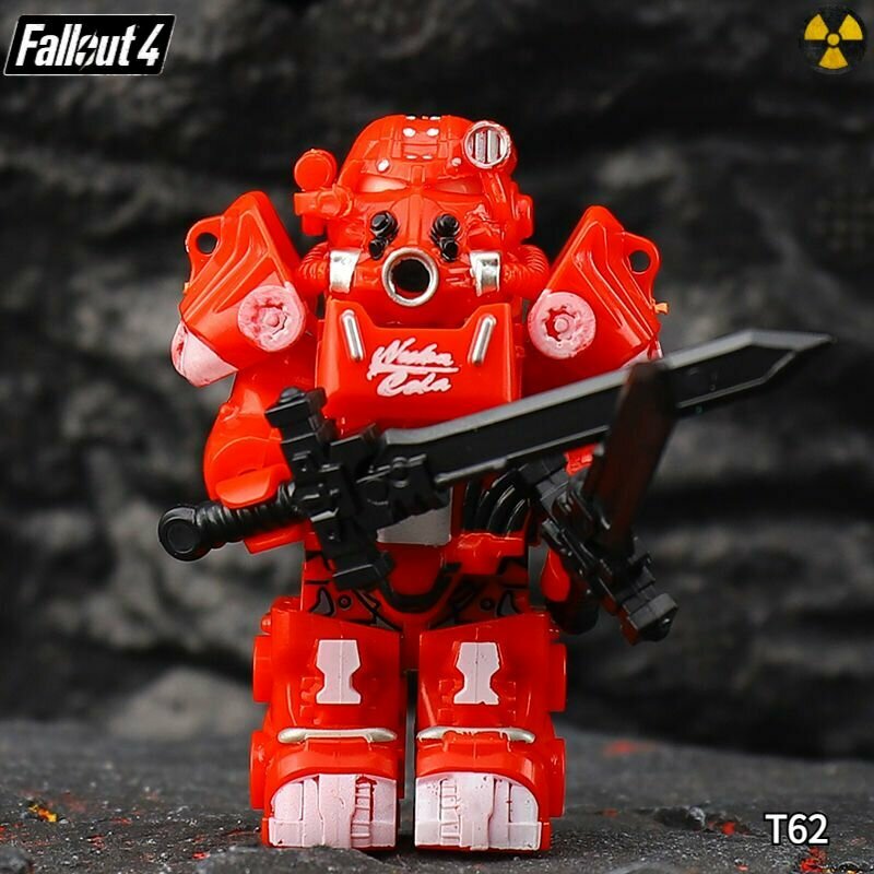 Из минифигурки Radiation power Armor building block, модель красной силовой брони T60, Fallout Atomic Cat, совместимы с легo конструкторами