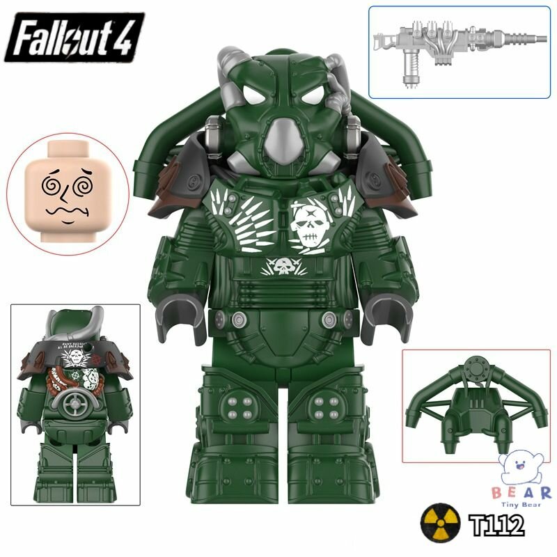 Минифигурка в силовой броне из серии игр Fallout, конструктор брони радиационного злодея, совместимый с Le Go FALLOUT