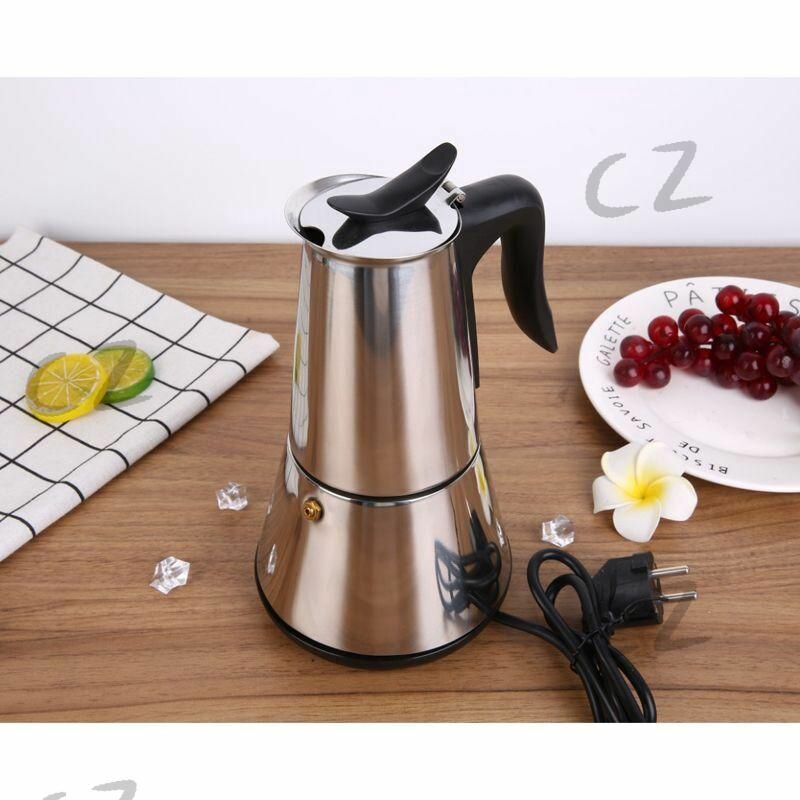 Кофеварка гейзерная электрическая, серебристый