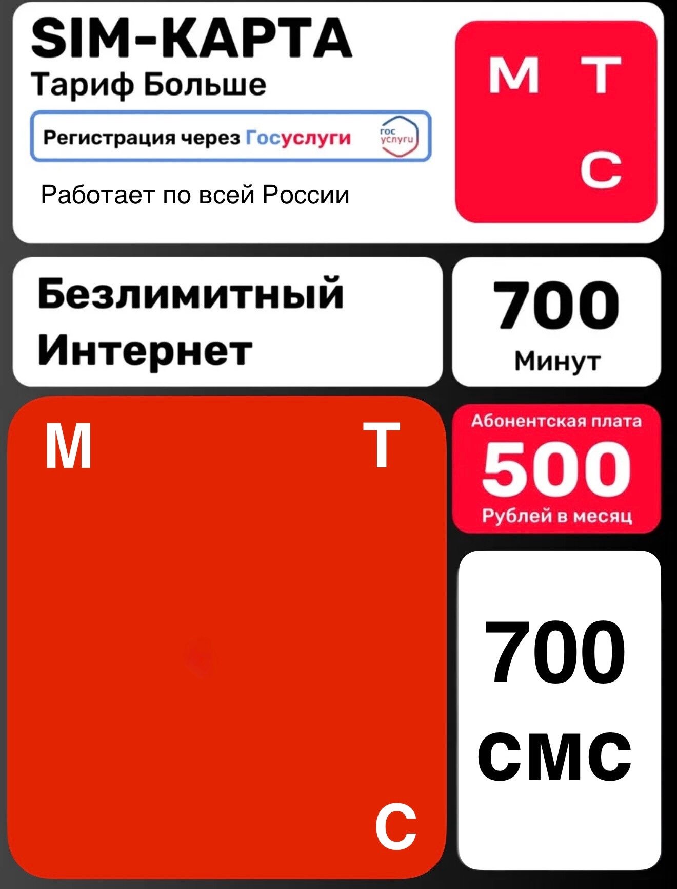 Сим-карта МТС с настоящим безлимитным интернетом тариф Больше