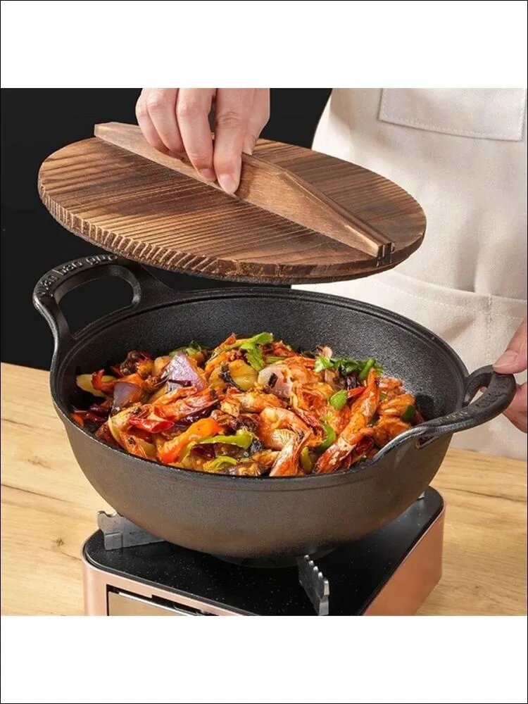 Казан xiaoyatou, для восточной кухни, с антипригарным покрытием, черный, 2,5 л，С крышкой