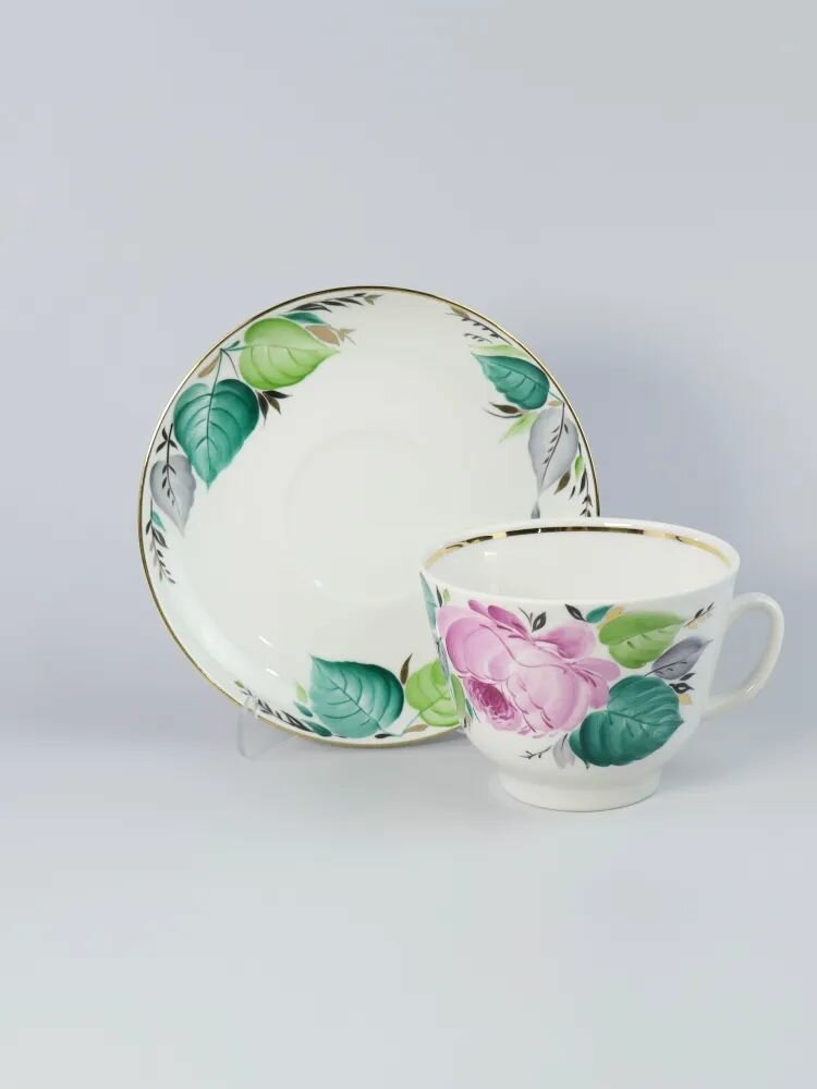 Чайная пара 375 мл. Форма "Подарочная", рисунок "Любовь". Фарфор. Чашка для чая. Императорский фарфоровый завод ИФЗ ЛФЗ