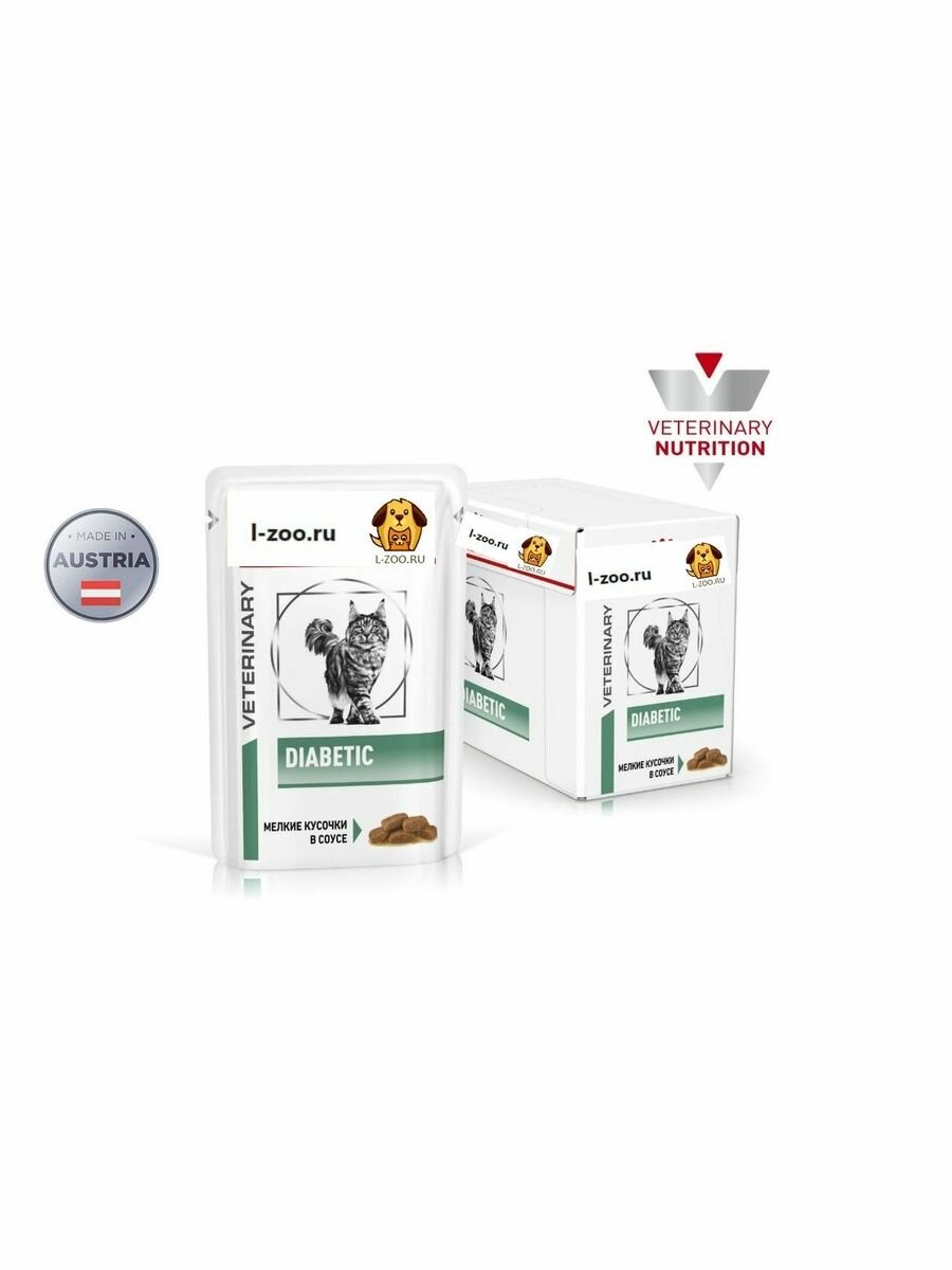DIABETIC FELINE (соус). Влажный корм диетический для взрослых кошек для регулирования уровня глюкозы при сахарном диабете 85гр х12шт