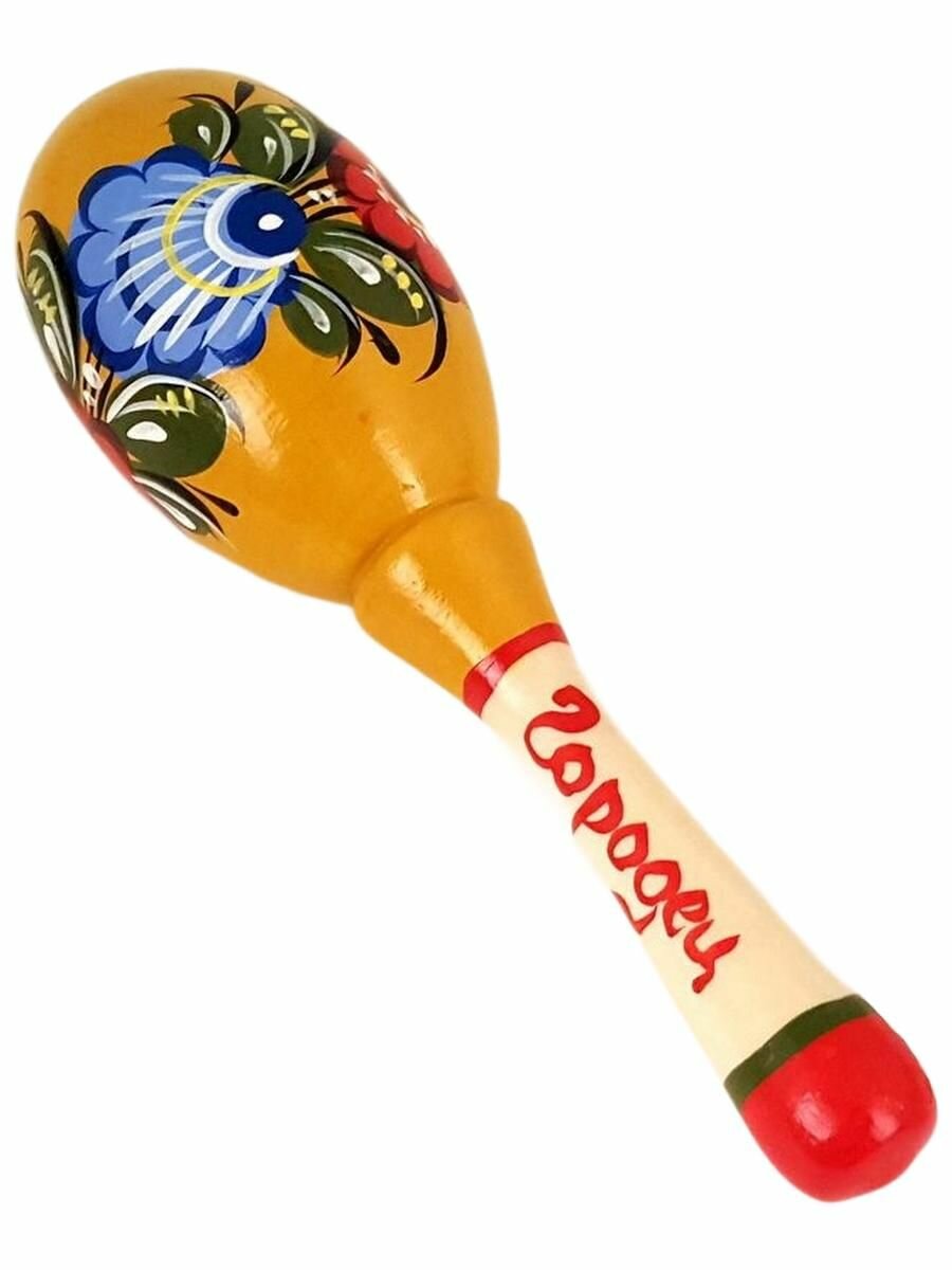 Погремушка Цветочек-1, Городецкая роспись, ручная авторская работа