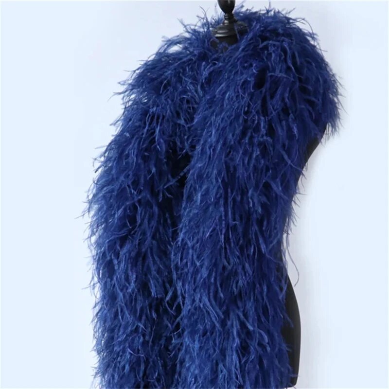 Розовые боа из страусиных перьев 4, 6, 8, 10, 20 слоев 2 м Темно-синий, 6ply 2Meters, серебристый