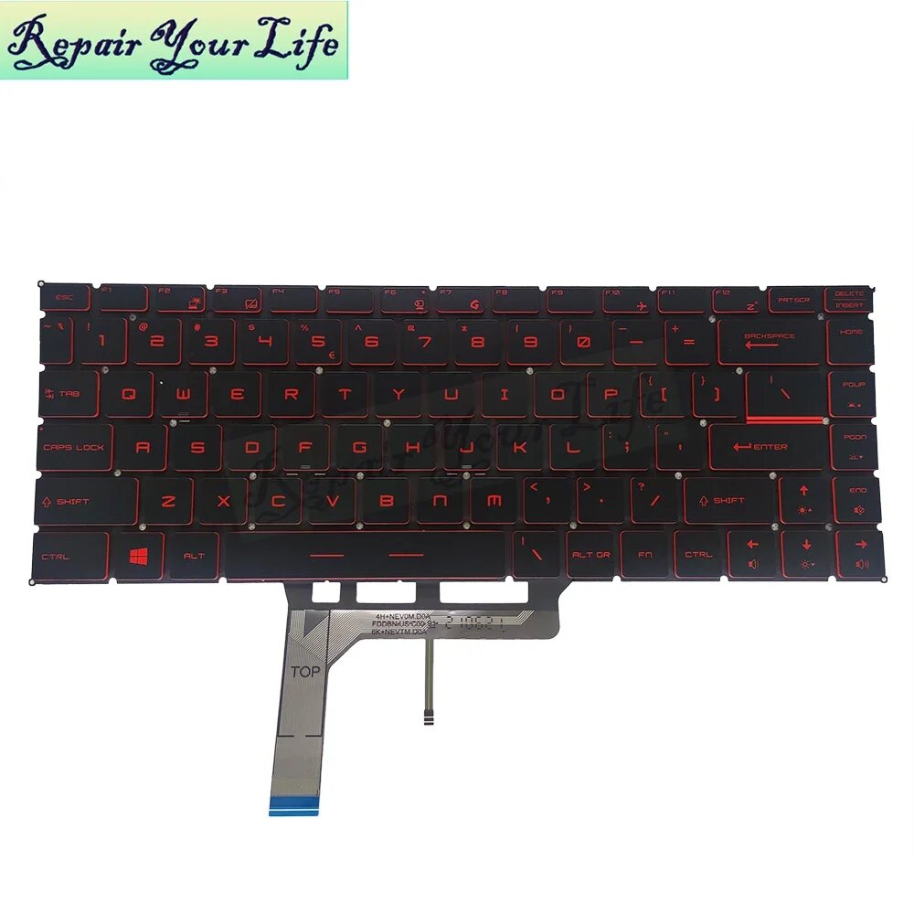 Клавиатура для MSI GF63 8RC 8RD, подсветка Red Light