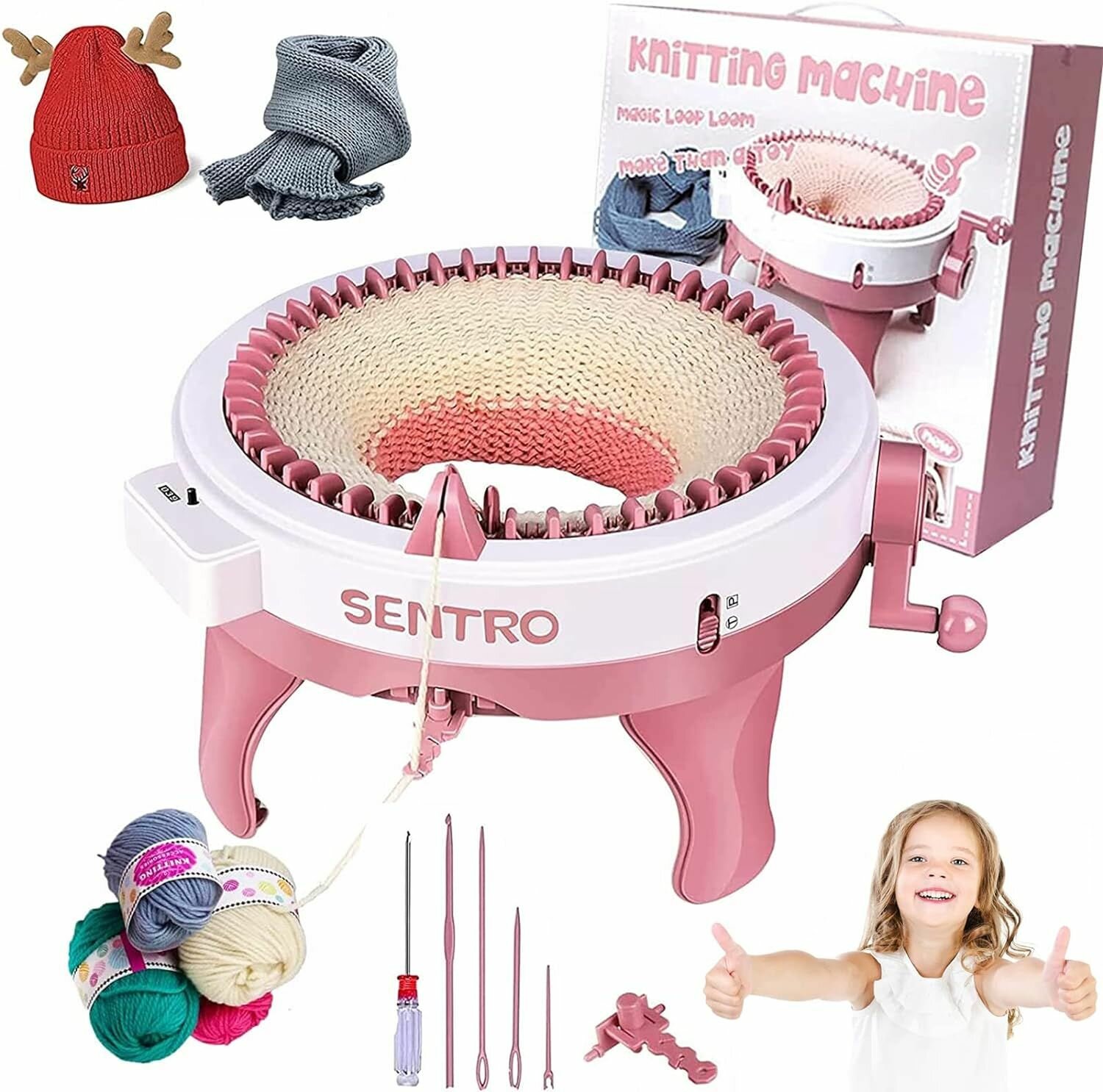 Вязальная машина Centro с 48 иглами, подходит для вязания перчаток, шарфов своими руками для взрослых и детей