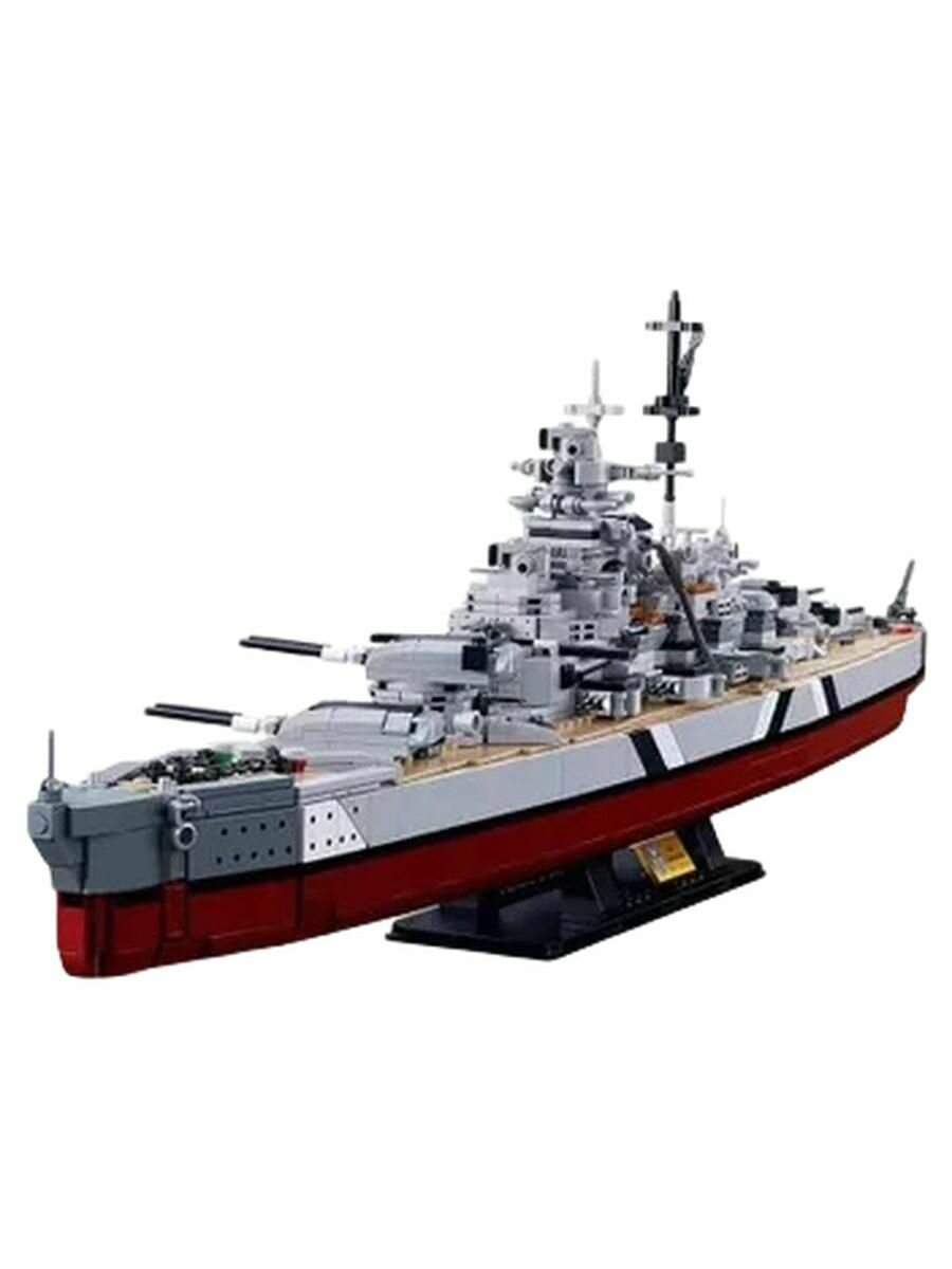 Конструктор SLUBAN серия Армия/ Военная техника / Корабль линкор Бисмарк M38-B1102 пластиковый, детский для мальчиков (1849 деталей)