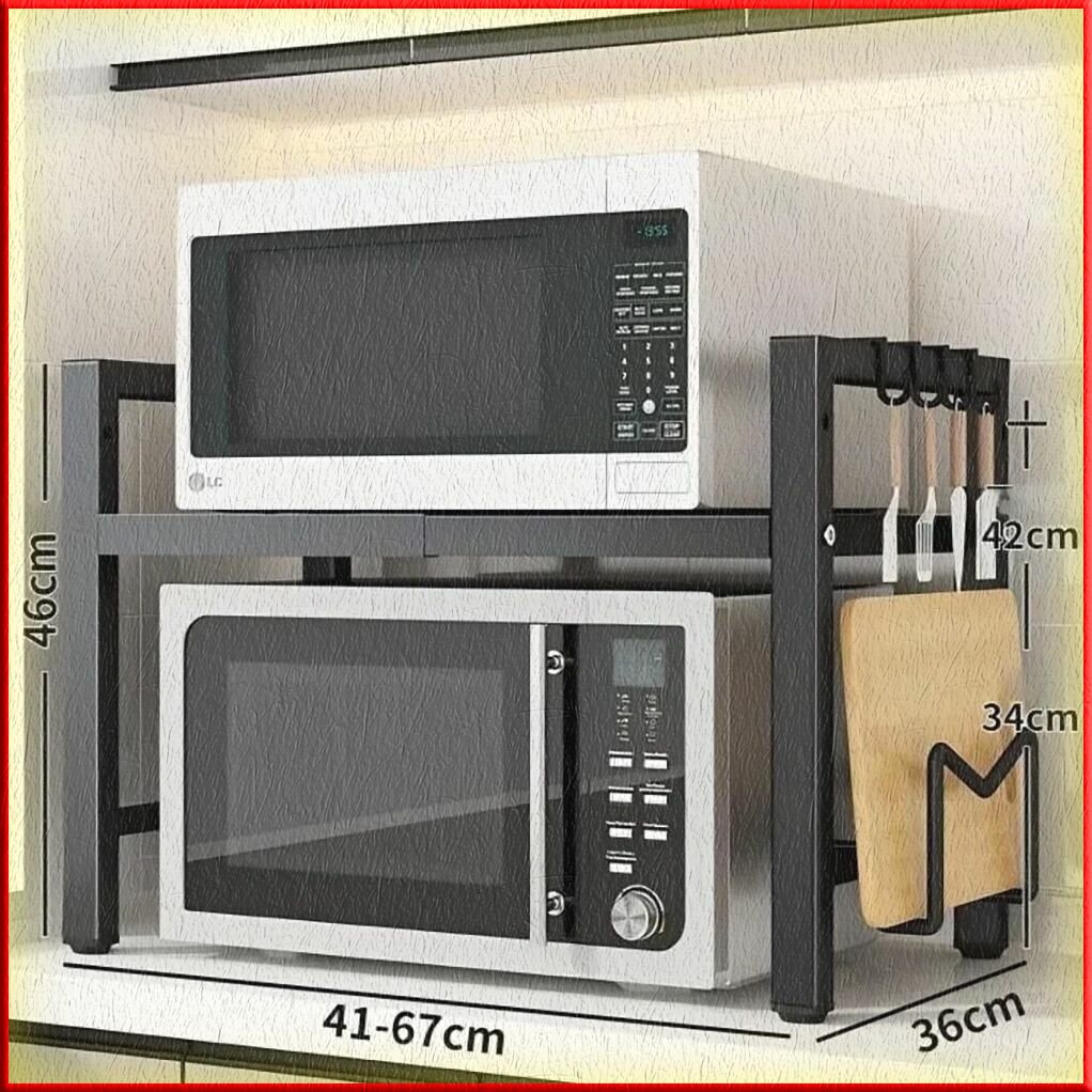 Кухонная стойка, для микроволновки и не только, 34-42см, чёрная