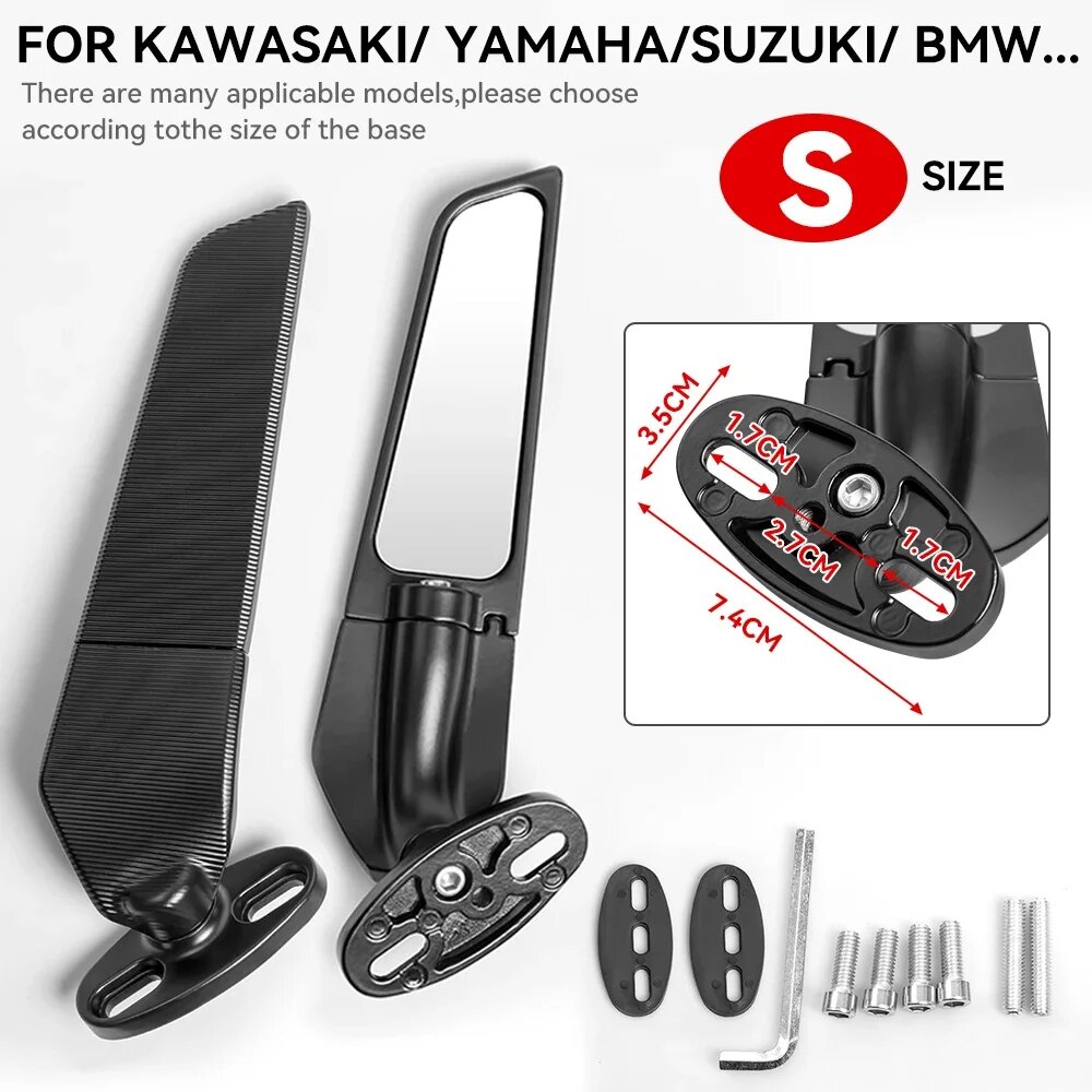 Для SUZUKI GSXR 125/150/600/750/1000 GSX-R мотоциклетное зеркало заднего вида с ЧПУ с фиксированным крылом, модифицированные зеркала для мотоциклов, Черный