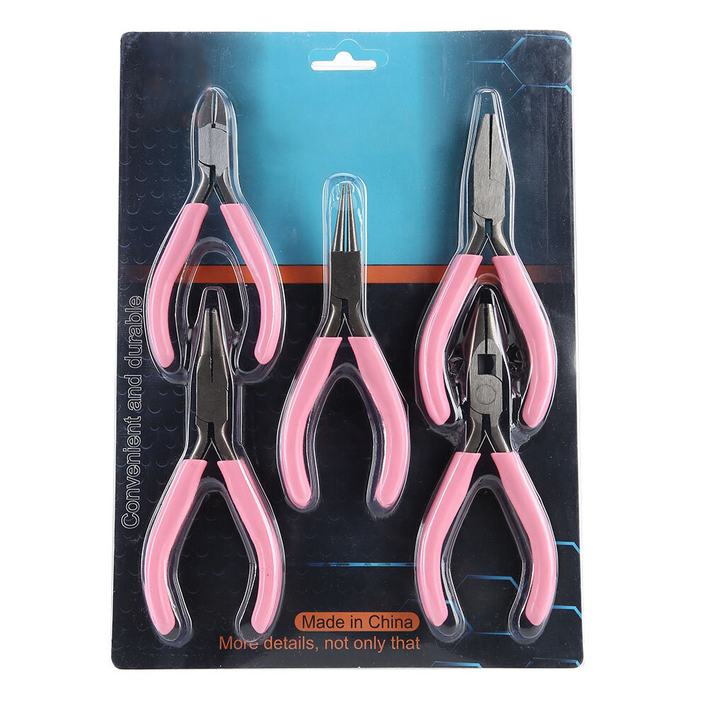 5pcs mini pink 4 -й металлические плоскогубцы комплект