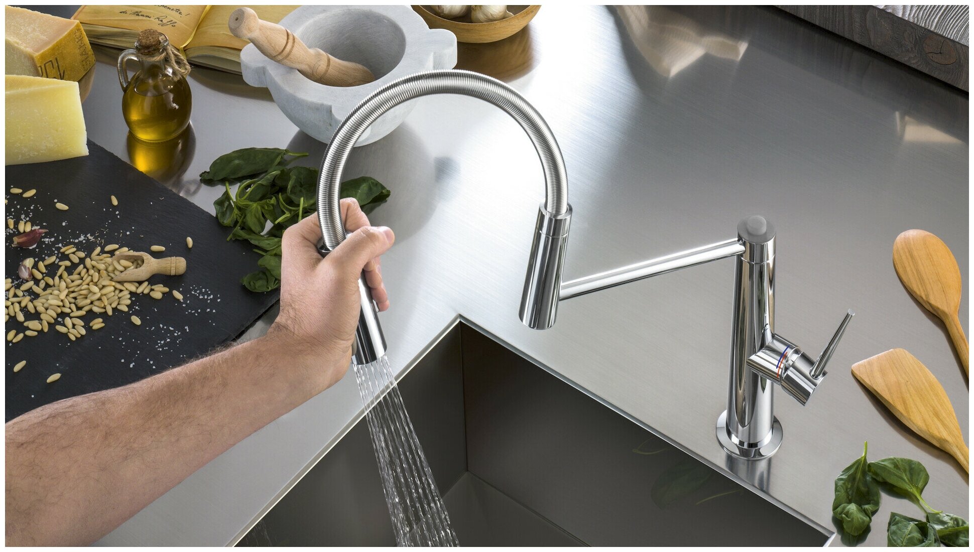 Смеситель для кухни Nobili Levante MV123300CR, латунь, хром, горизонтальный монтаж