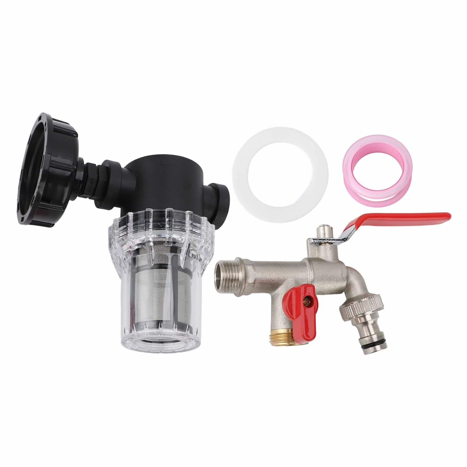 Фильтр для полива для IBC-бака, адаптер для крана, соединение для бочки, садовый насос для полива, аквариумный фильтр для воды S60x6 на G1/2 Female с двухголовым краном G1/2