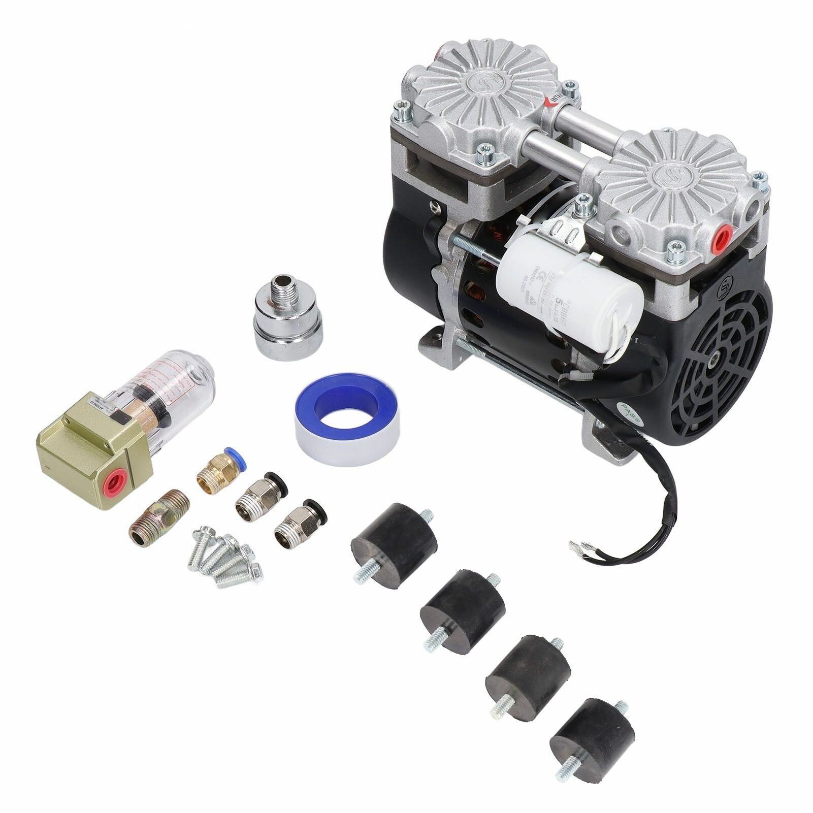 Вакуумный насос безмасляный воздух с низким уровнем шума с фильтром-глушителем 220 В 130 Вт для машинного оборудования