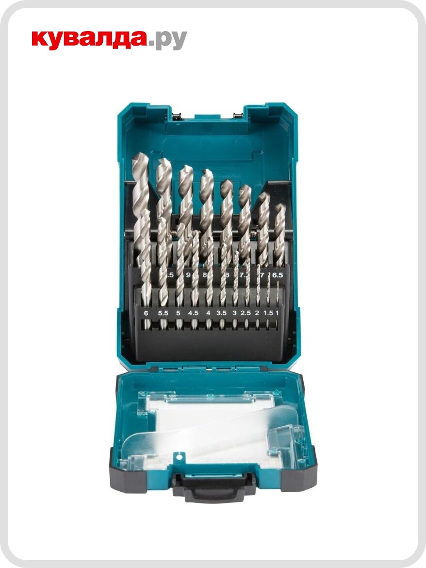 Набор сверл по металлу MAKITA D-67549 hss-g, 19 шт. (1-10мм, шаг 0.5мм)