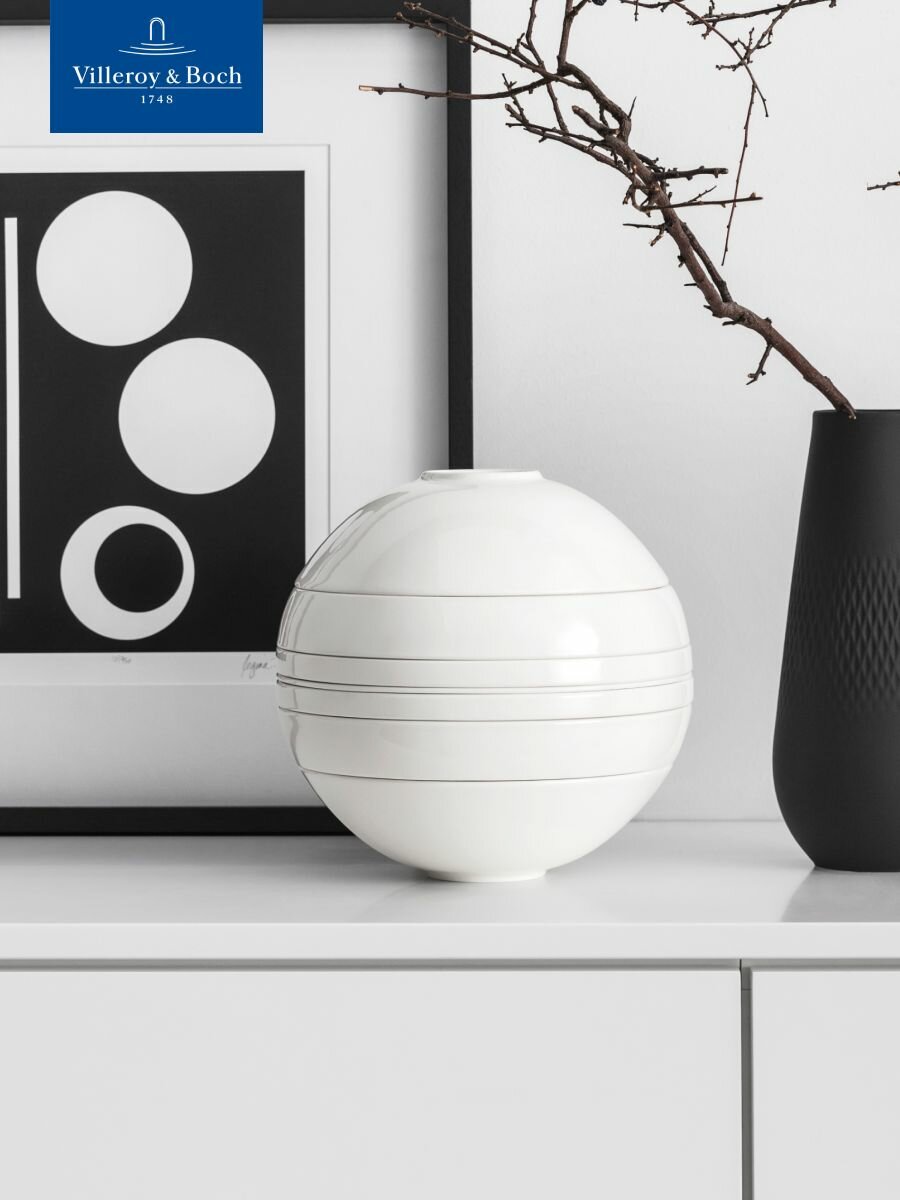 Шар La Boule White Iconic, набор посуды на 2 персоны, 7 предметов, Villeroy & Boch, Премиум-Фарфор