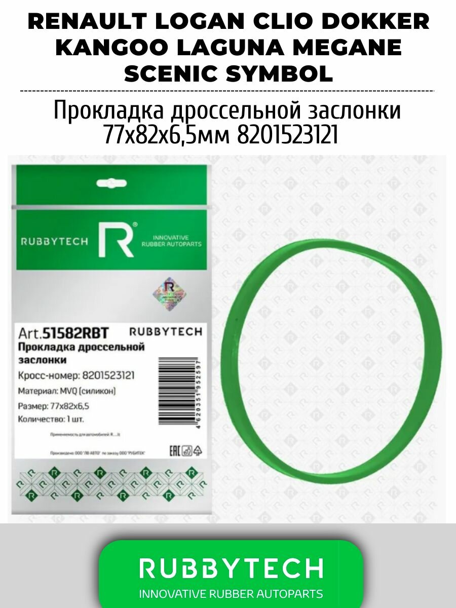 Прокладка дроссельной заслонки 77x82x6,5мм 8201523121 Renault Logan Clio Dokker Kangoo Laguna Megane Scenic Symbol