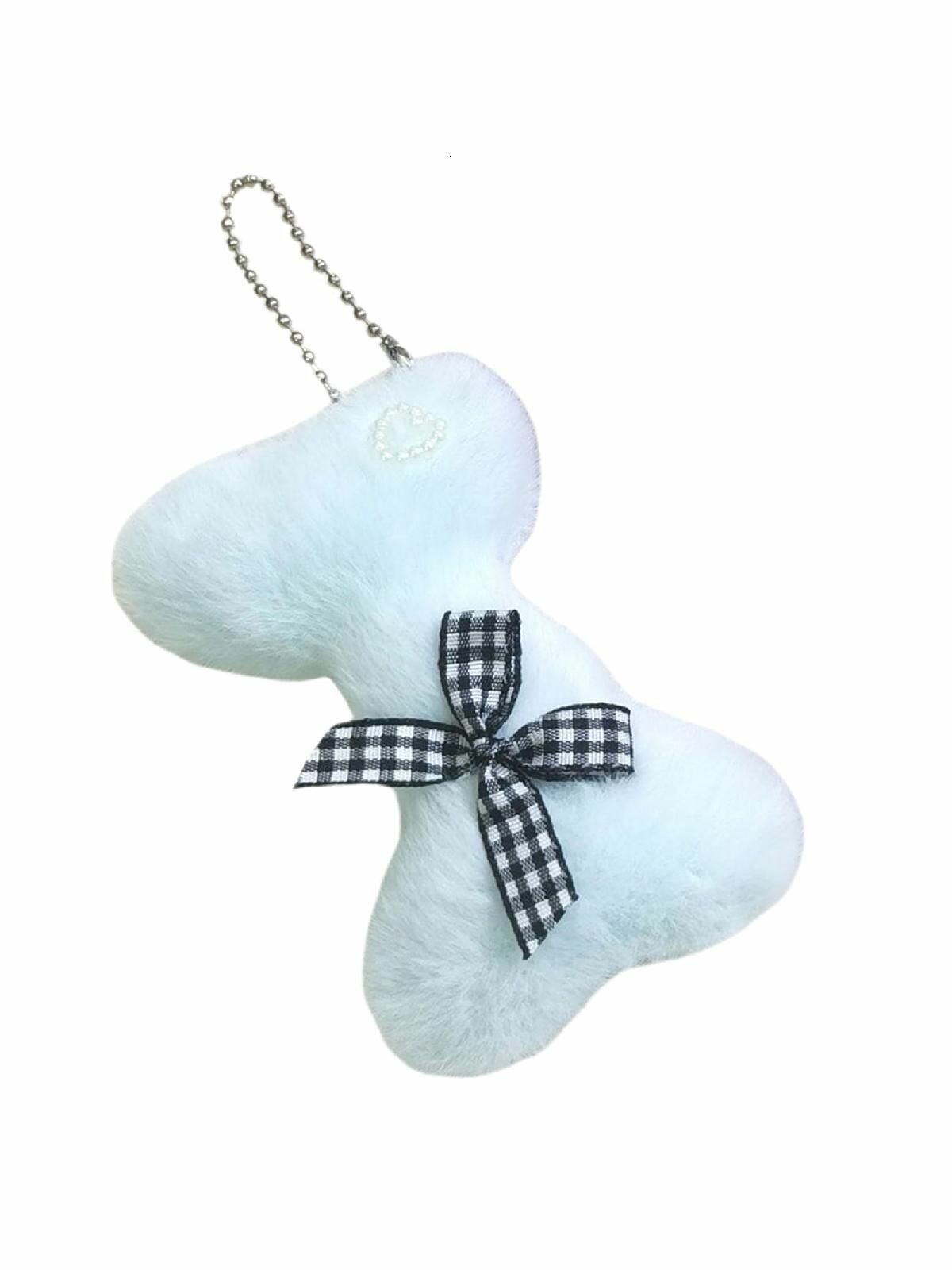 Плюшевая брошь в форме кости, Синий - Стиль цепочки из бисера