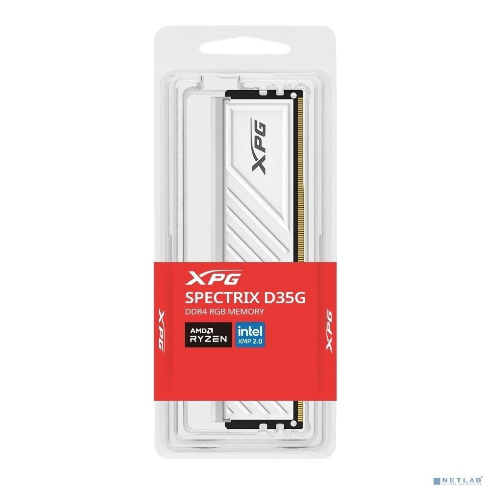 Оперативная память XPG Gaммix D35, DDR4, 8GB (1x8GB), 3200MHz, CL16, UDIMM, с радиатором, белый