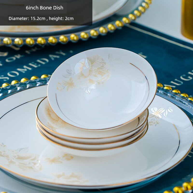 Набор посуды из Цзиндэчжэня: миска для риса, тарелка, суповая миска, новая китайская простая миска для лапши, набор