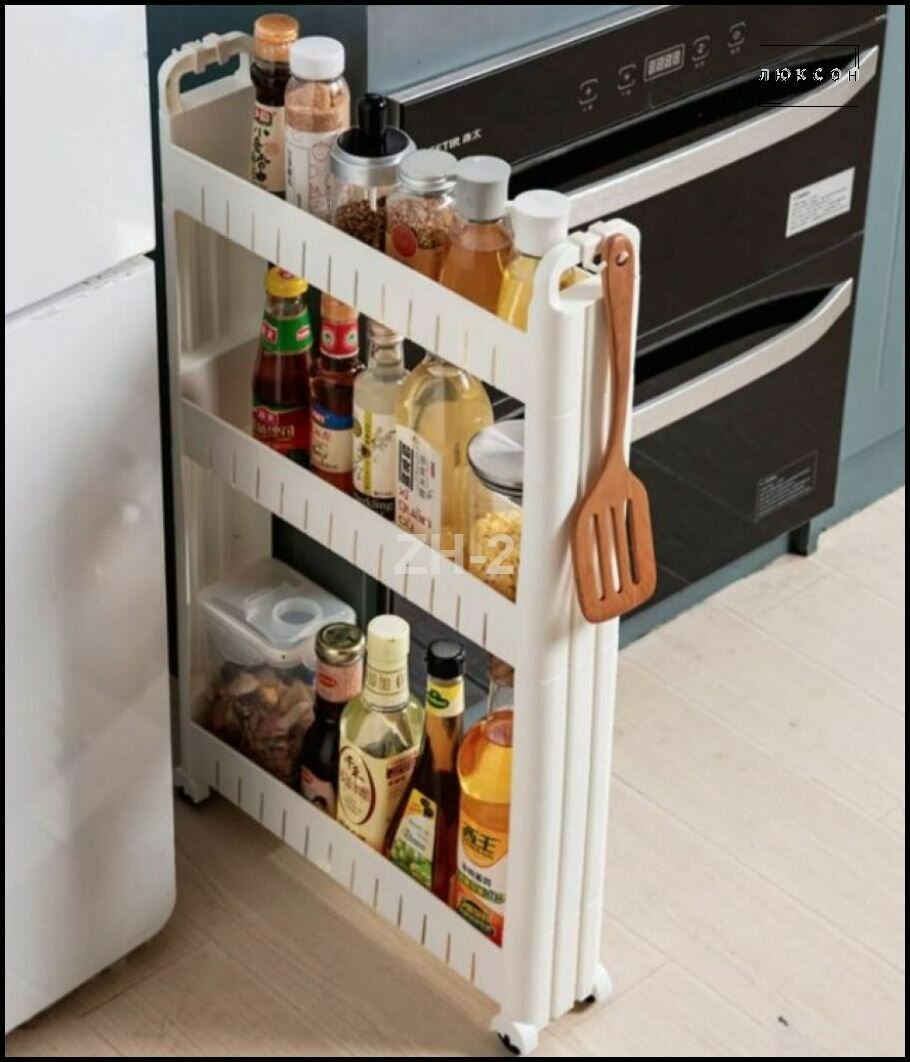 Шкаф в ванную, кухню напольный узкий на колесиках , этажерка для ванной и кухни тумба