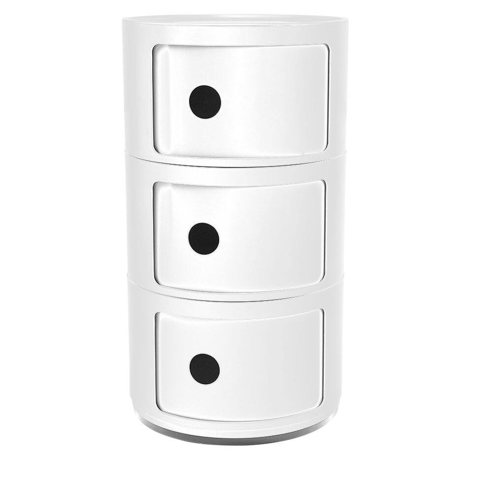 Modern Furniture Bedside Cabinet Nightstand Multifunctional Circle Storage Table (white)