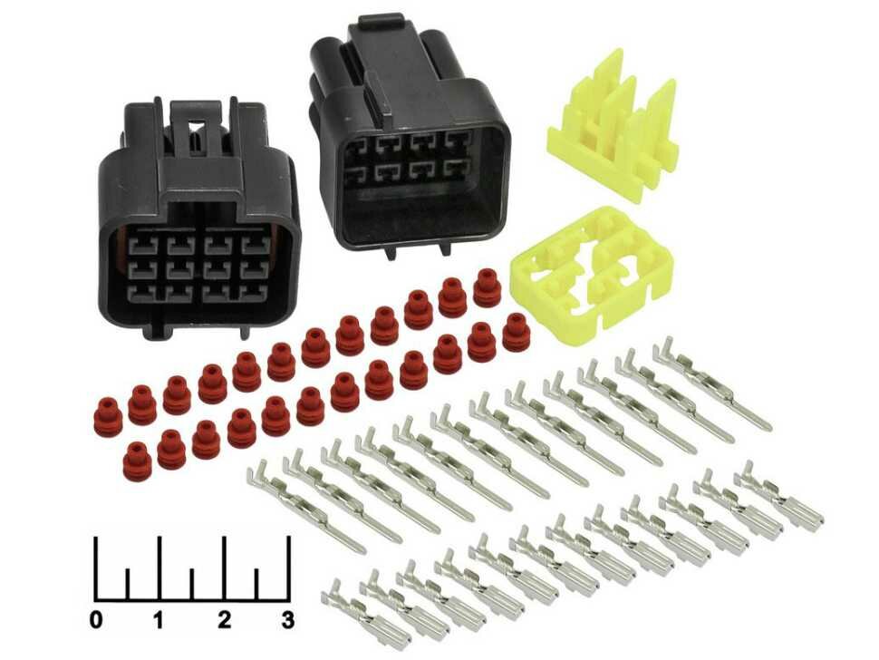 Разъем 12pin в комплекте влагозащищенный DJ7121Y-2.3-21/11