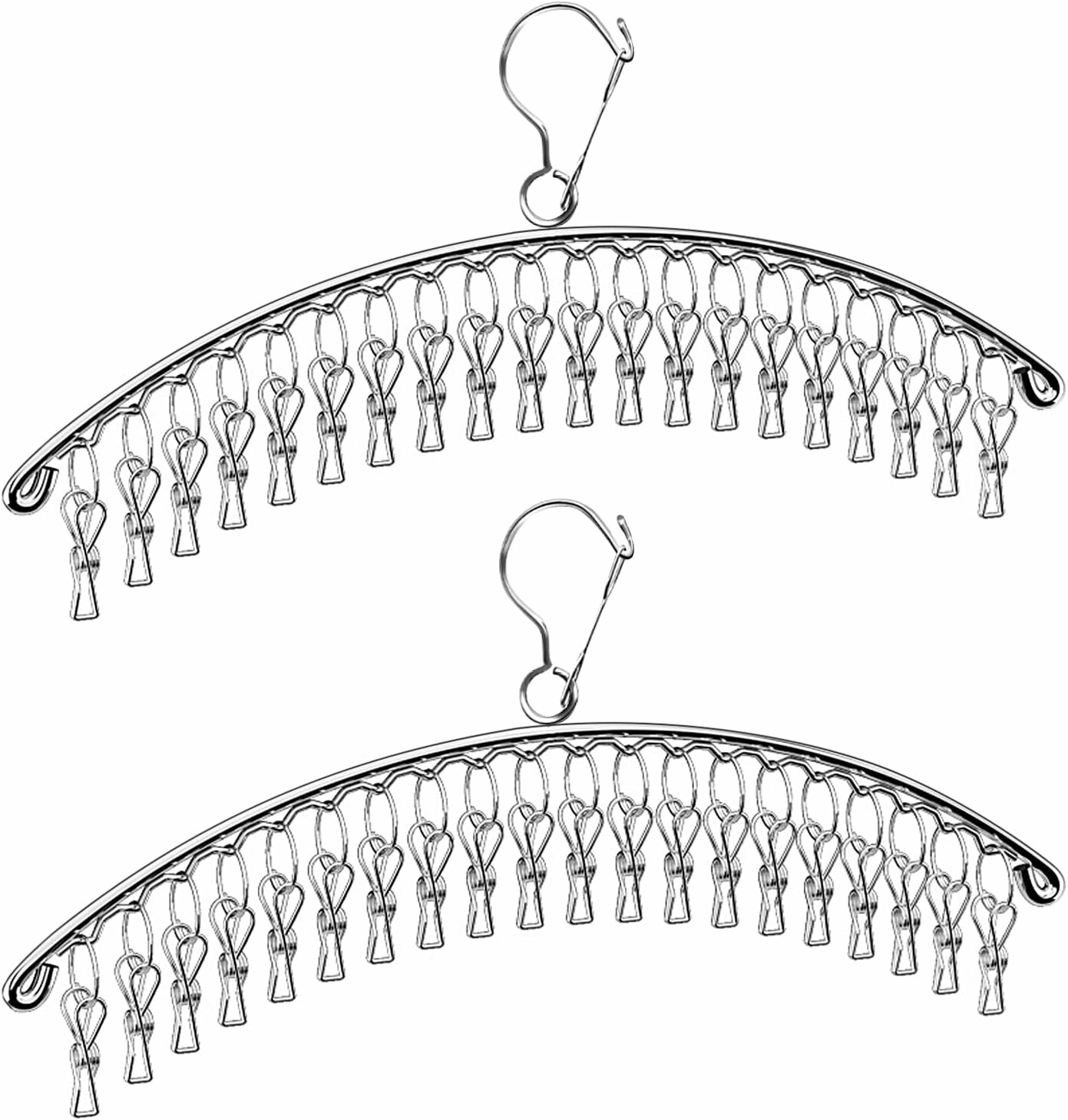2 сушилки для носков из нержавеющей стали, ветрозащитные сушилки с 40 зажимами