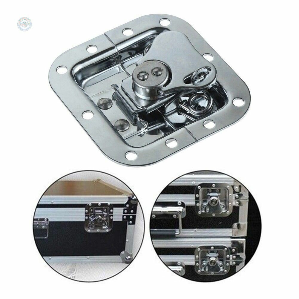 Защелка-бабочка утопленная 82х77 мм, металлическая защелка для кейсов, ящиков, фото- и видеооборудования, серебристая фурнитура