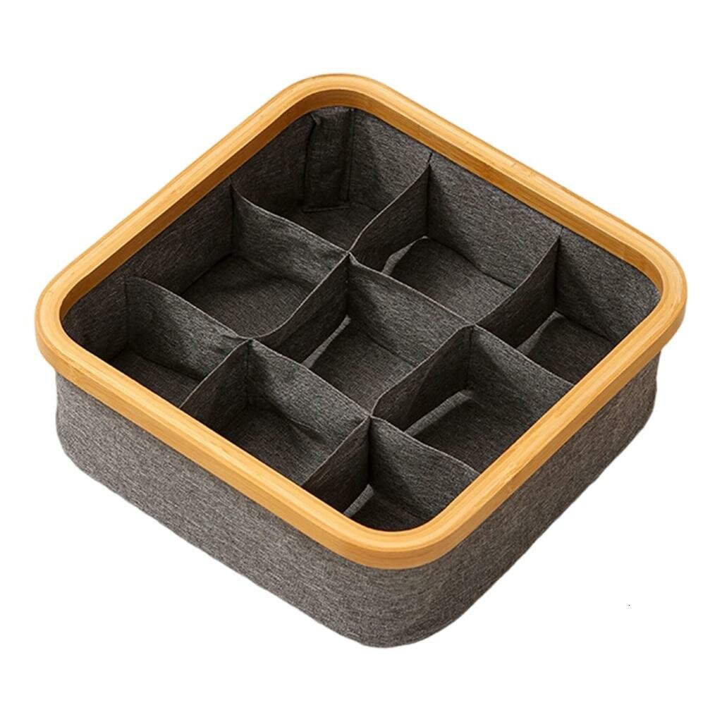 Бамбуковая круглая корзина для хранения предметов домашнего обихода, корзина для хранения нижнего белья, многофункциональная корзина для хранения мелочей в спальне-9 сеток