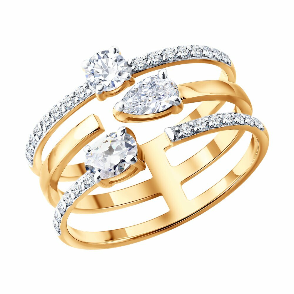 Кольцо, красное золото, 585 проба, бриллиант выращенный