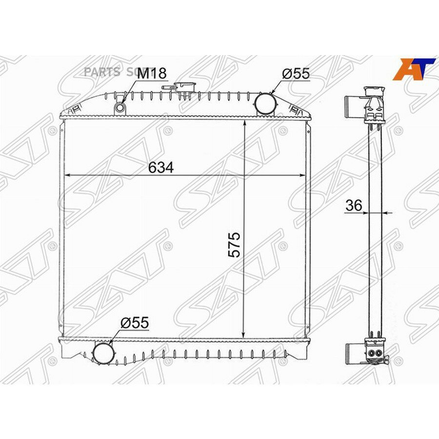 Радиатор Hino Ranger 92-05 от официального дистрибьютора, SAT, артикул HI0002