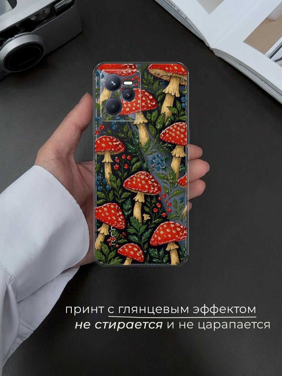 Силиконовый чехол на Realme C35 / Реалми C35 с принтом Мухоморы — фото 1