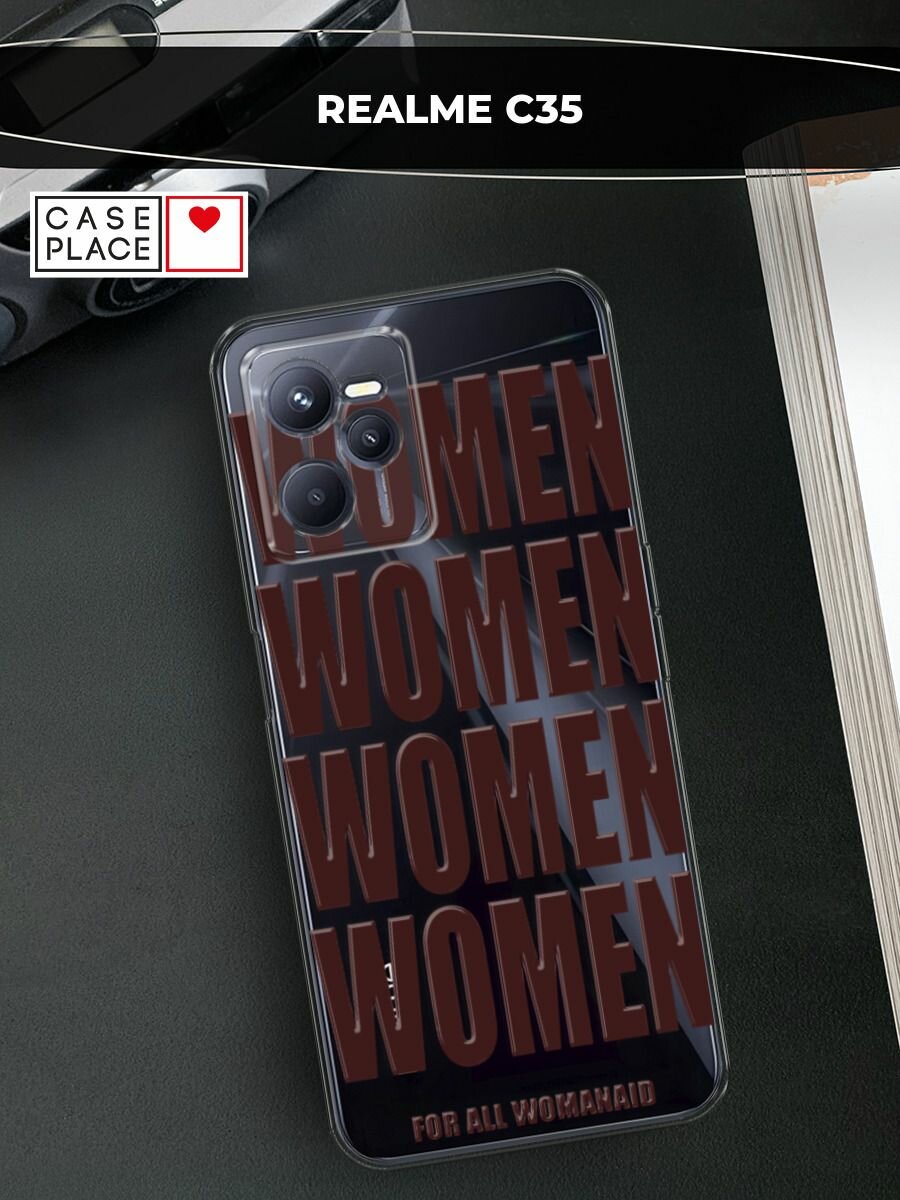Силиконовый чехол на Realme C35 / Реалми C35 с принтом Woman burgundy