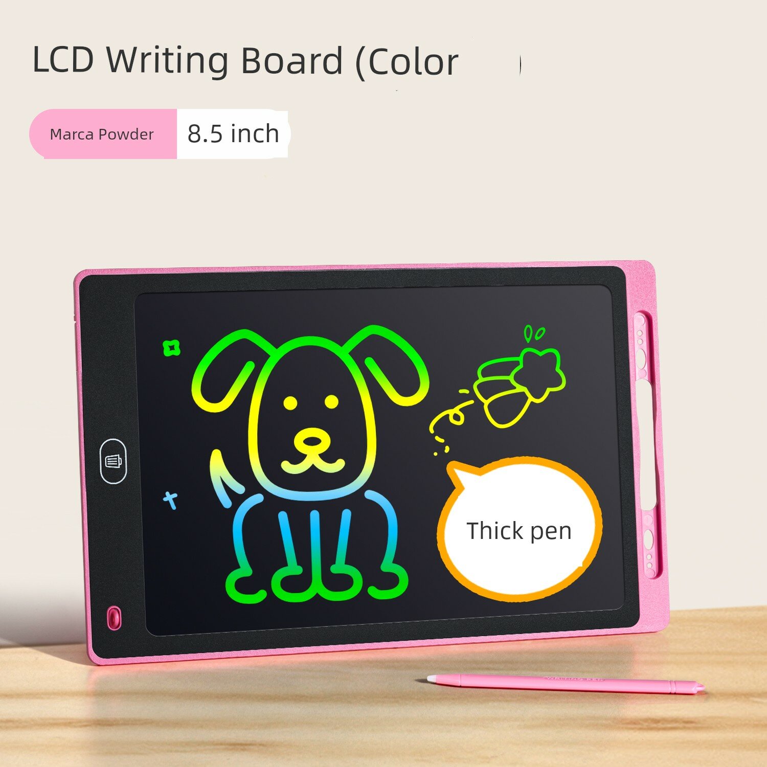 LCD письменная доска с толстым пером - Мака розовый, средний размер для детей, стираемая доска для рисования обучающая