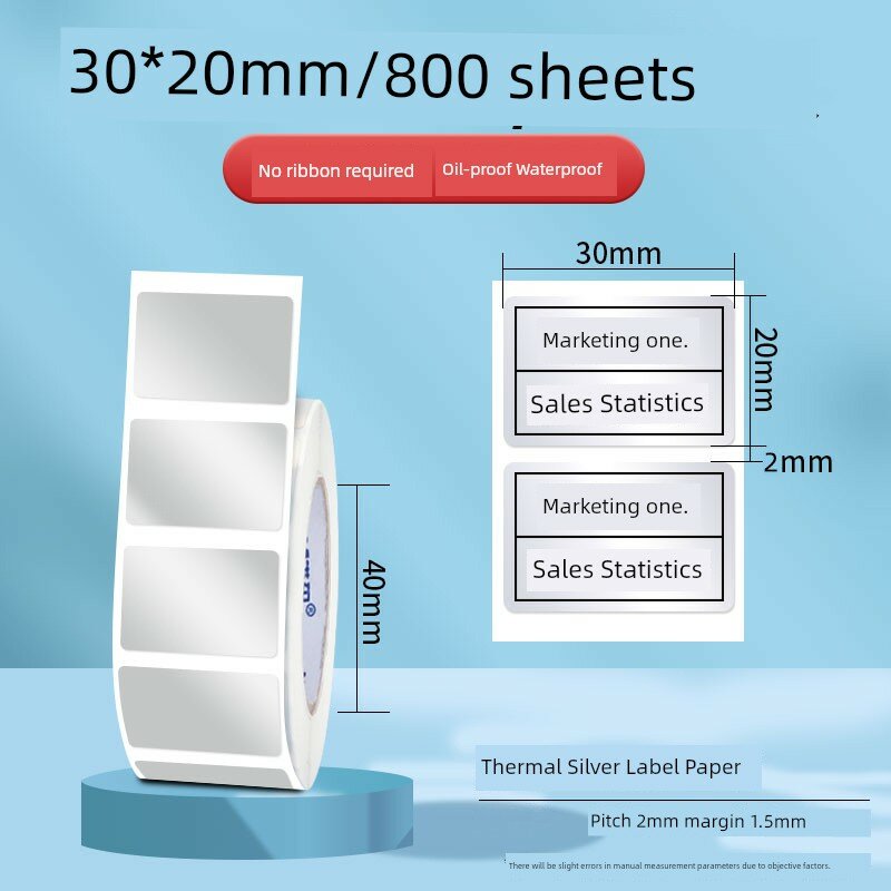 Матовая серебристая термоэтикетка 40*30 60*40, устойчивая к разрывам, для сертификатов продукции, самоклеящаяся