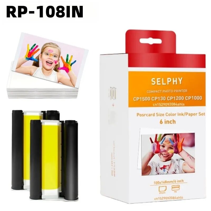 Комплект картриджей для 6 дюймовой фотобумаги RP-108 В совместимом Canon Selphy CP1300 CP1500 CP1200 CP1000