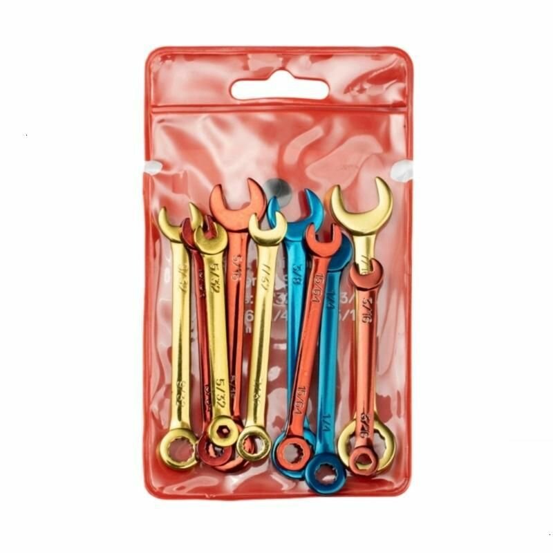 Набор из 10 предметов, метрический и дюймовый мини-ключ с полным открыванием-дюймовый-цветное покрытие