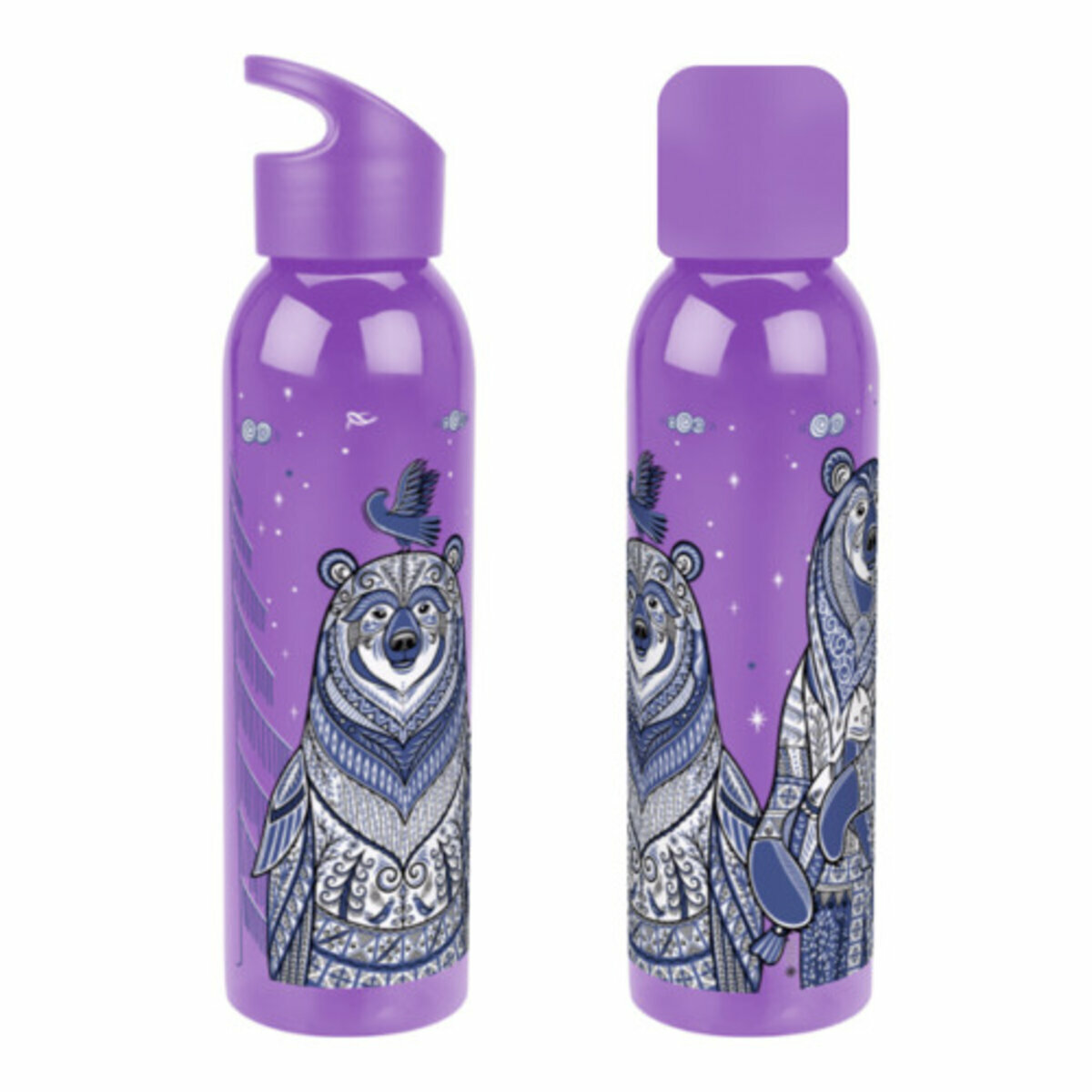 Бутылка для воды «Медведь и Медведица. Мезенские мотивы (т)» (фиолетовый)