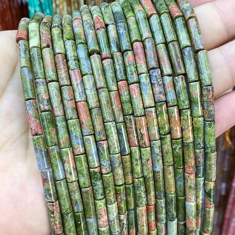 Бусины из натурального камня Амазонит Лабрадорит Говлит LUOMAN XIARI 4x13mm 27-28pcs, unakite