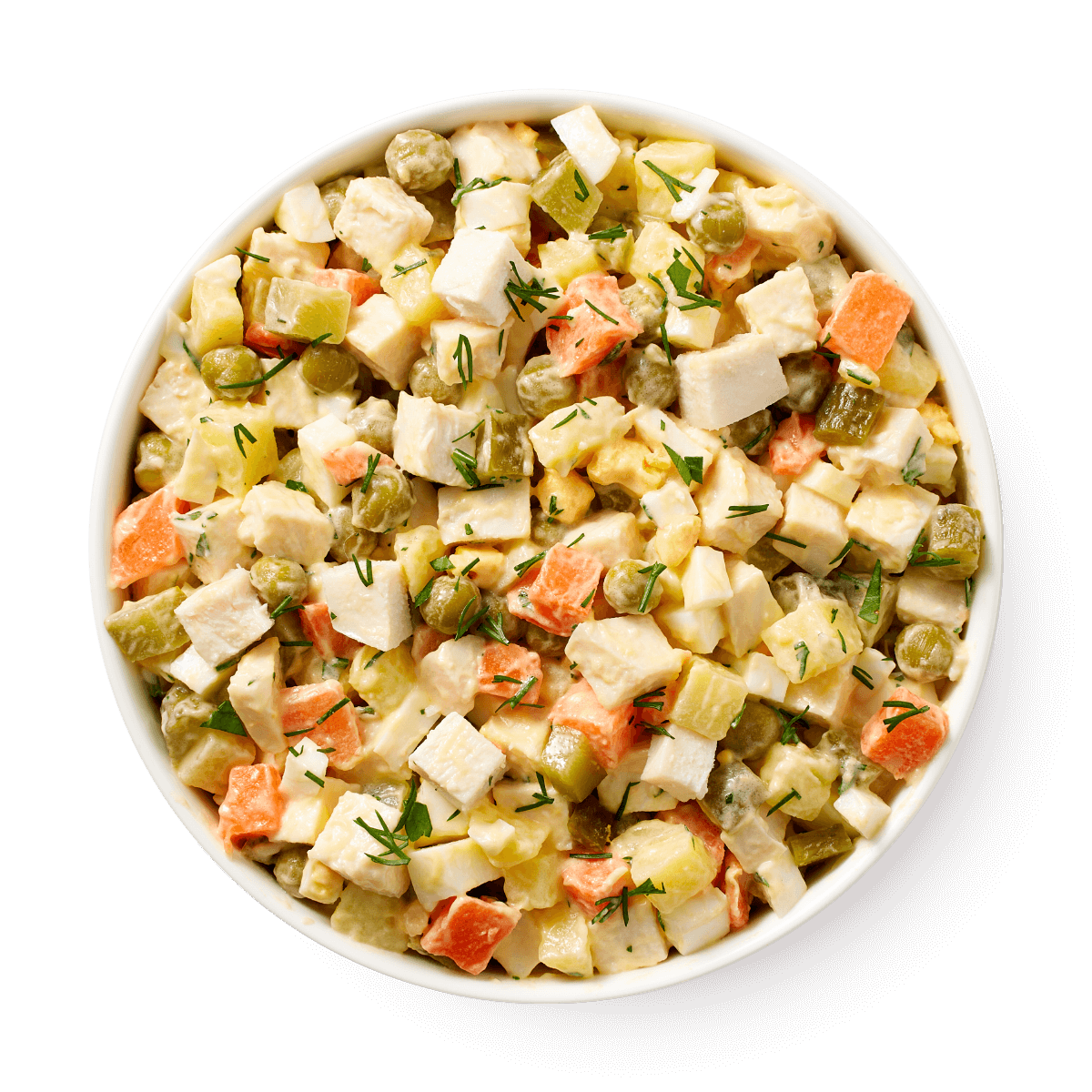 Салат оливье «Из Лавки», с отварным куриным филе, мега-порция, 600 г