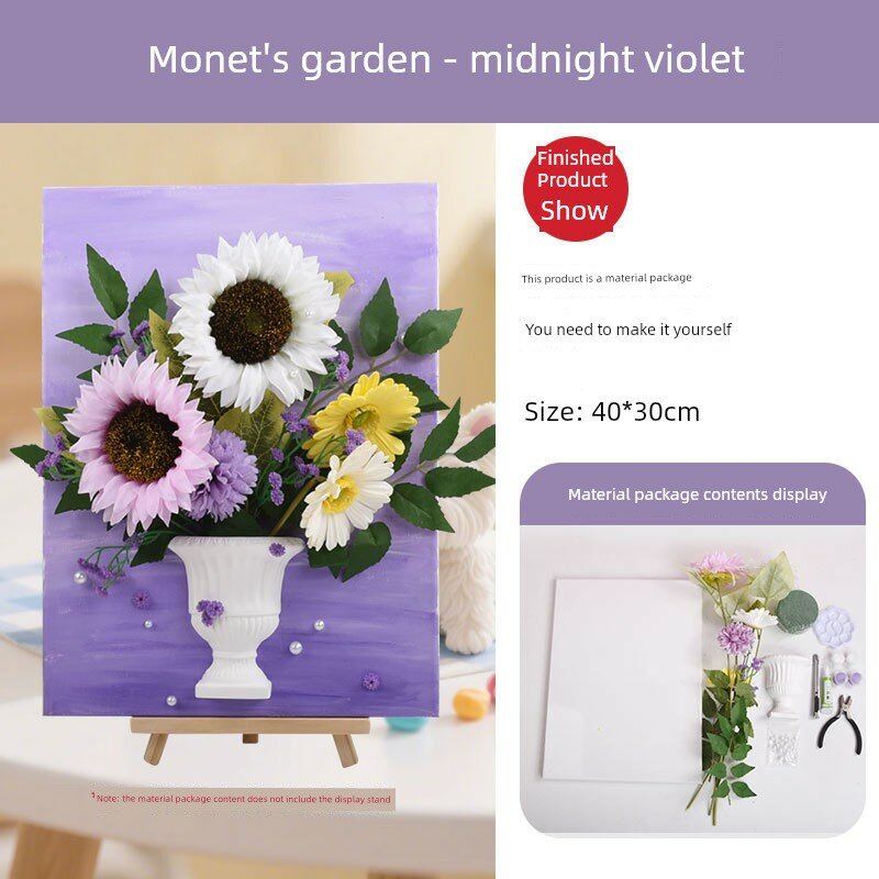 Набор для творчества: полуваза из гипса, декоративная живопись, французская цветочная композиция, картина маслом,