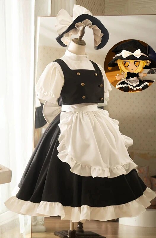 TouHou Project Косплей Кирисаме Мариса Платье Горничной L, clothes hat wawa