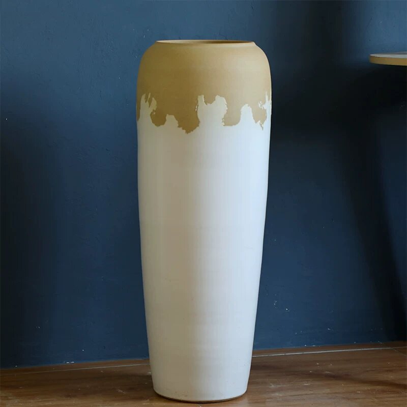 Напольная большая ваза, современная минималистичная емкость для цветочных композиций в гостиной, белая грубая