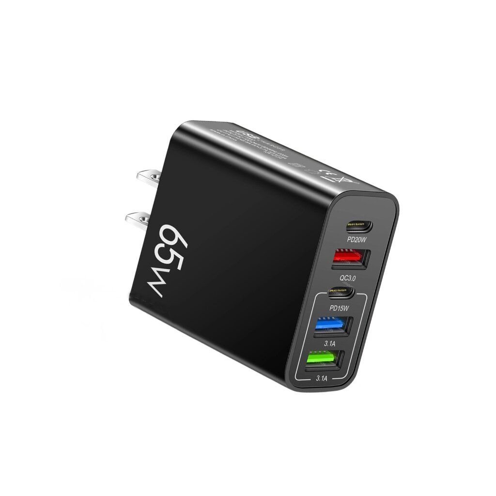Многоинтерфейсная зарядная головка TypeC PD + 3USB-черный американского стандарта