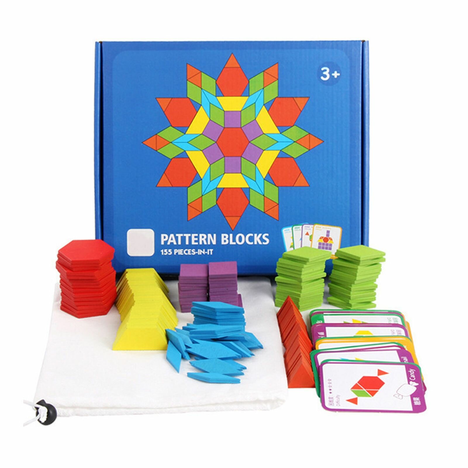 155 деревянных деталей головоломки, геометрические формы, 3-6 лет