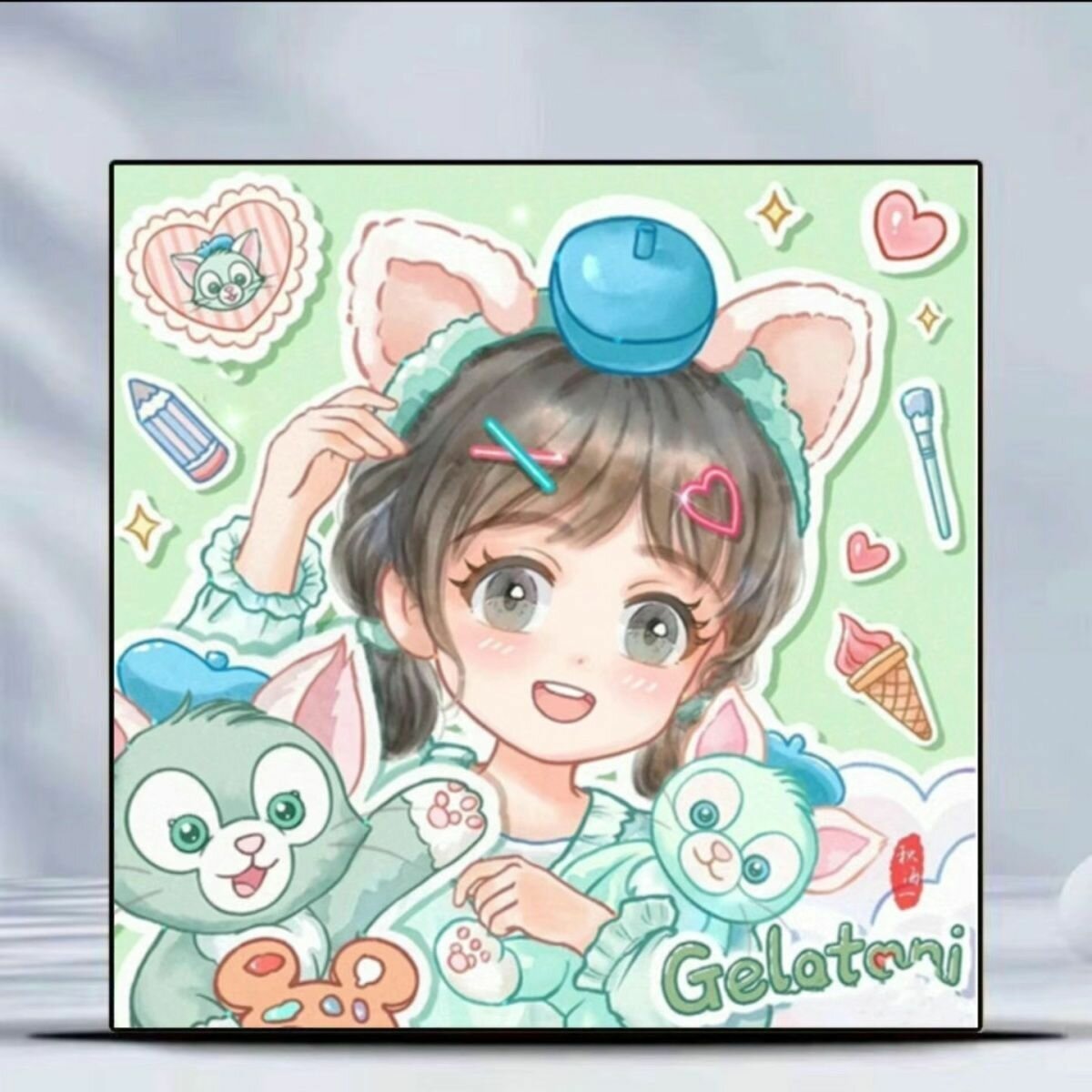 Эксклюзивный набор для вышивки 50х50 см с мультяшной девочкой, выполняемой крестиком на 11CT канве в 3 нити, без рамки